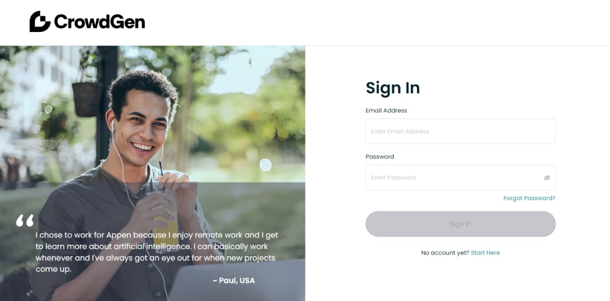 How do I log in to the CrowdGen website?