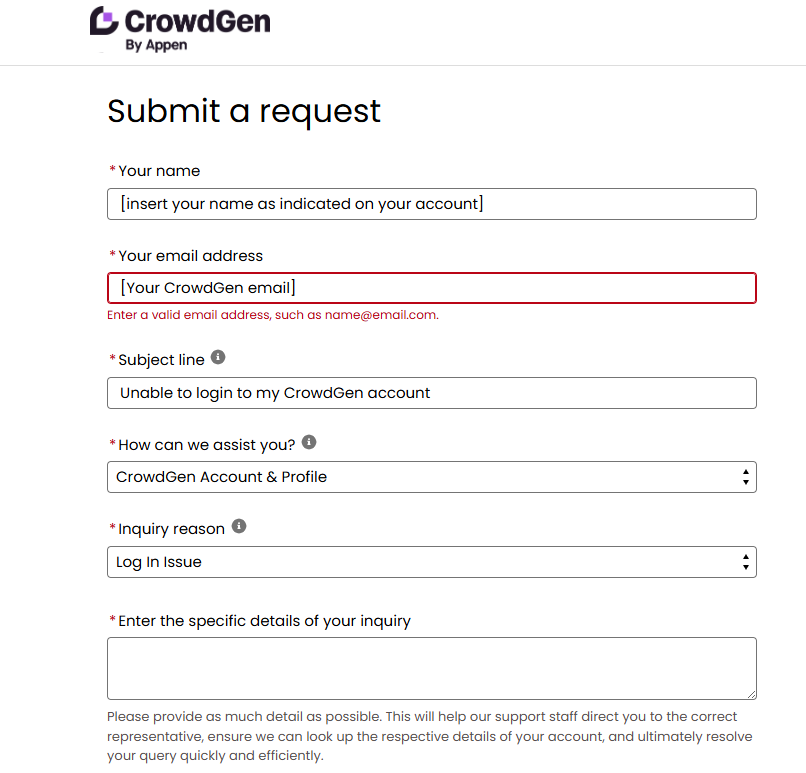 How do I log in to the CrowdGen website?